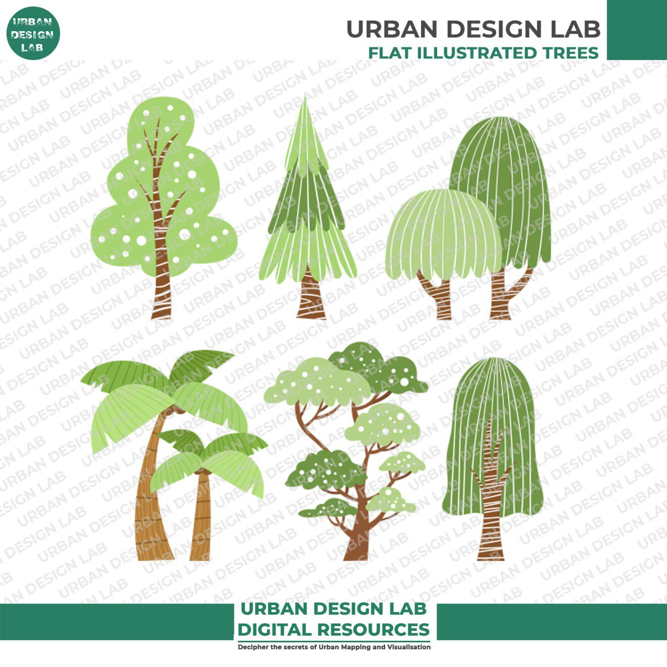 Flat Illustrated Trees | Urban Design Lab
