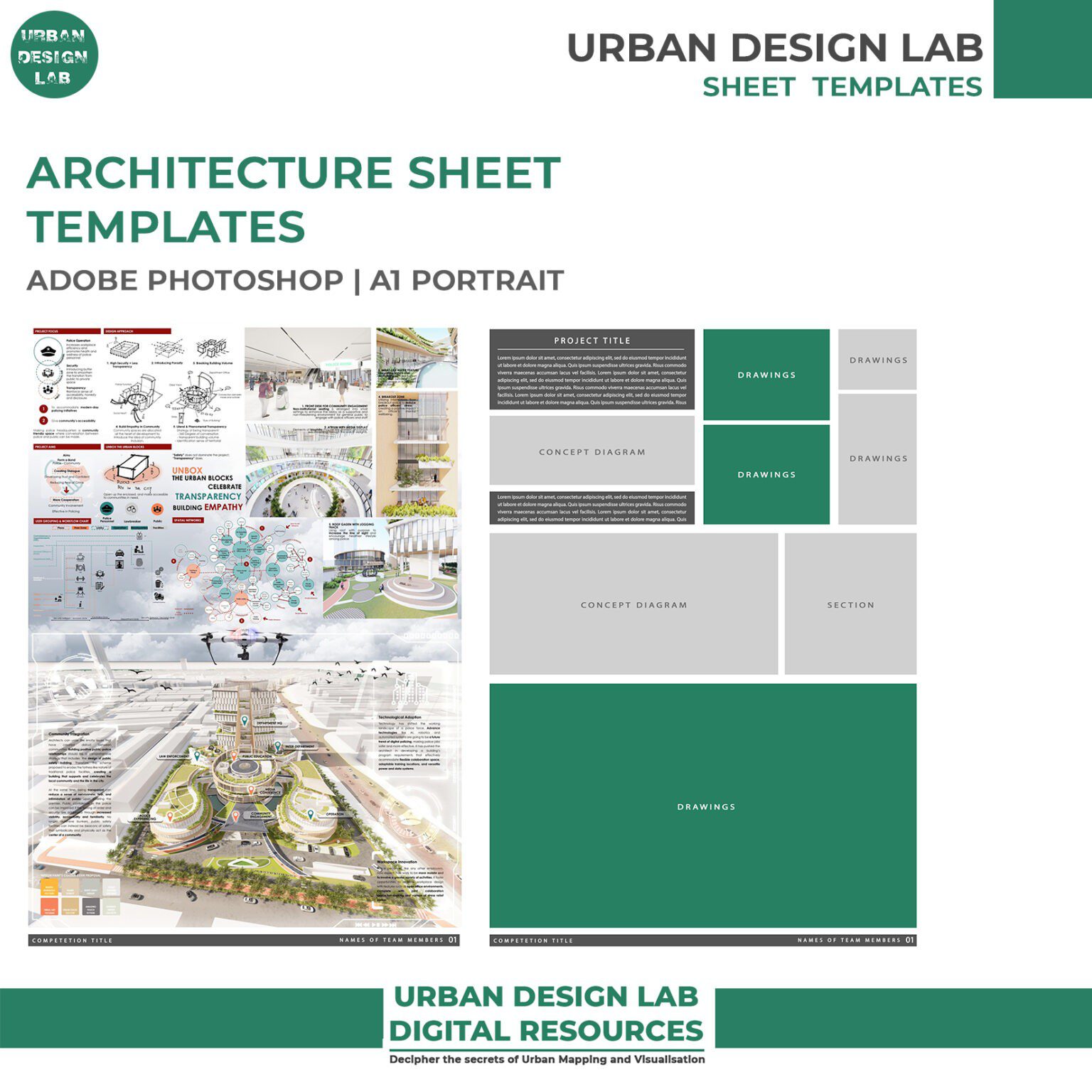 Architectural Presentation Templates | A1 Portrait