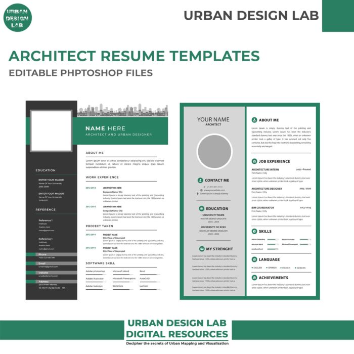Architect Resume Templates | Editable Photoshop Files