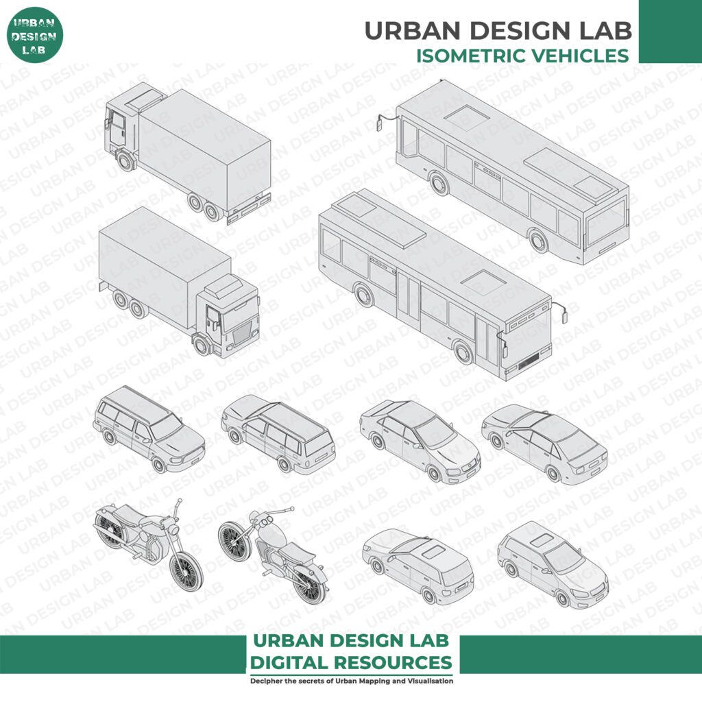36 High-Quality Isometric Vehicle Cutouts