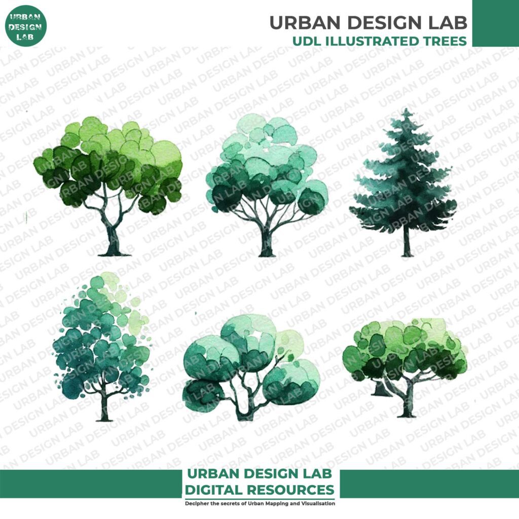 Watercolor Trees Transparent PNG