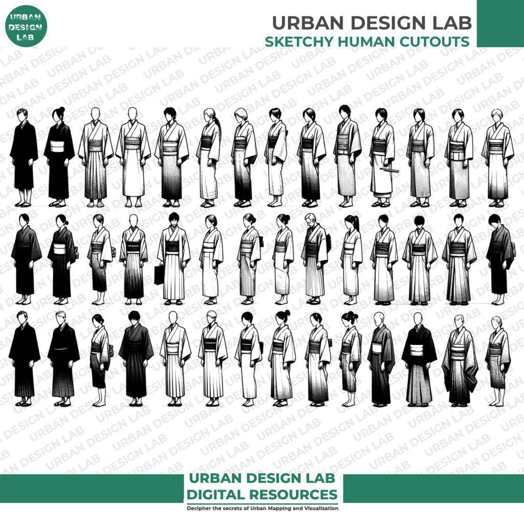 Sketchy Japanese People Cutouts