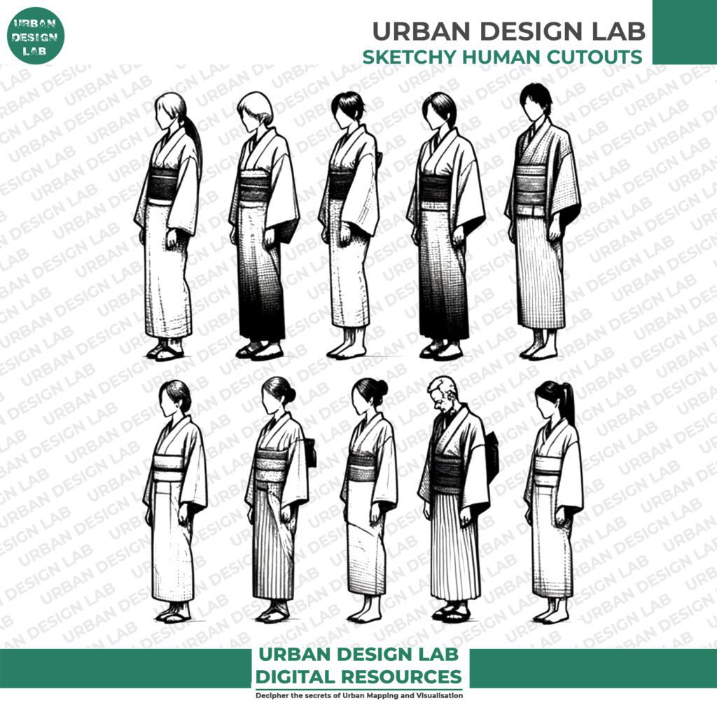 Sketchy Japanese People Cutouts