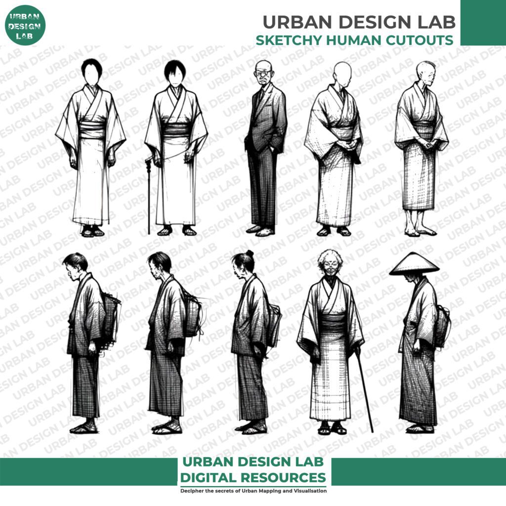 Sketchy Japanese People Cutouts